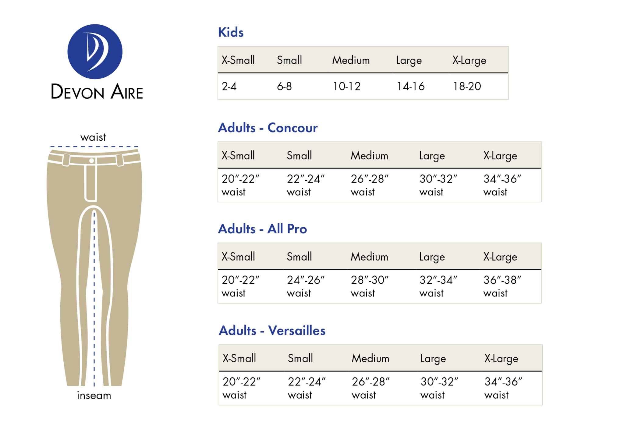 Size Guide - Devon Aire